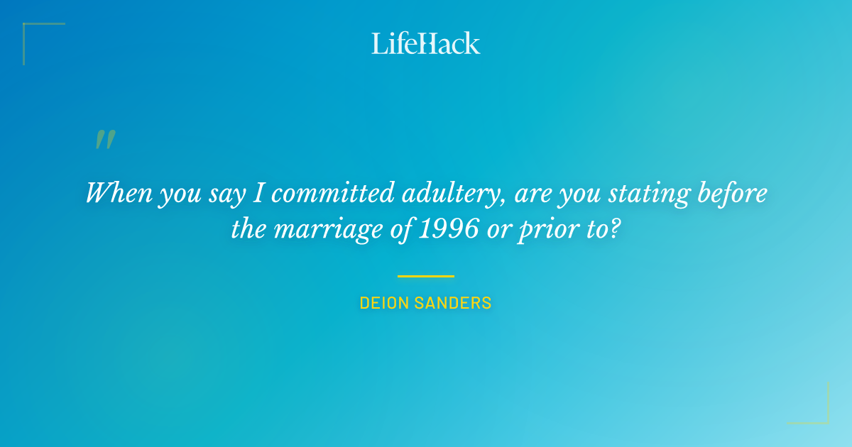 "When you say I committed adultery, are you stating..." - Deion Sanders ...