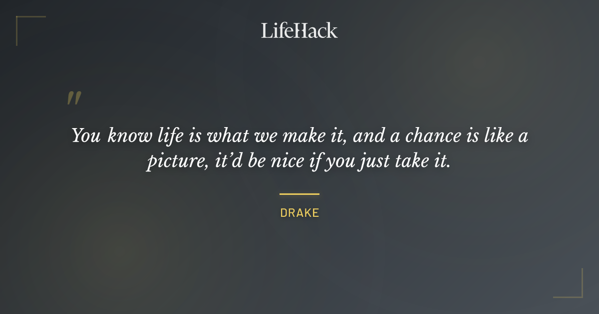 "You know life is what we make it, and a chance is ..." - Drake ...