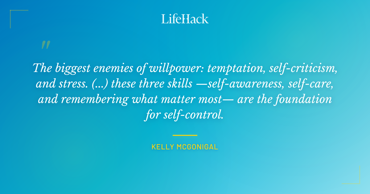 "The biggest enemies of willpower: temptation, self..." - Kelly ...